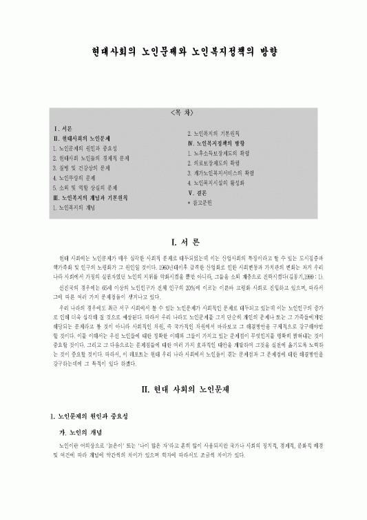 현대사회의 노인문제, 노인 복지