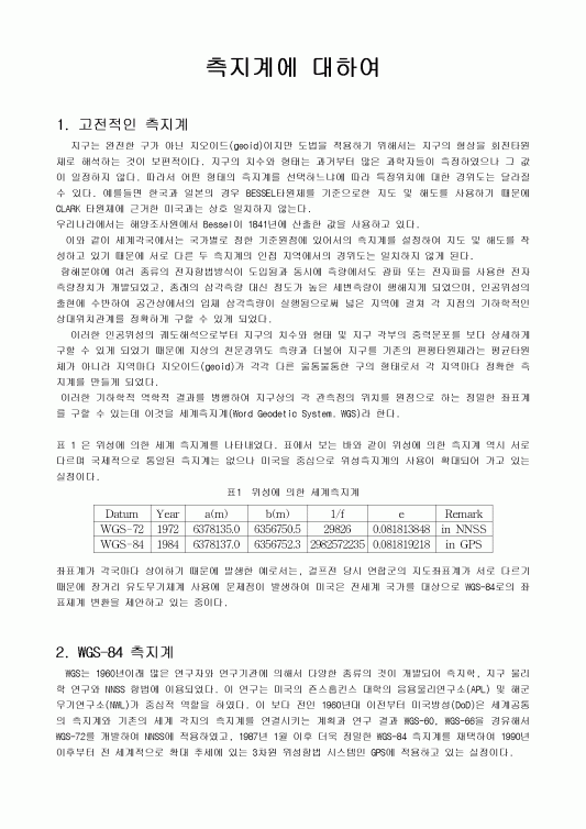 시계측지계에 대하여 설명하시오.