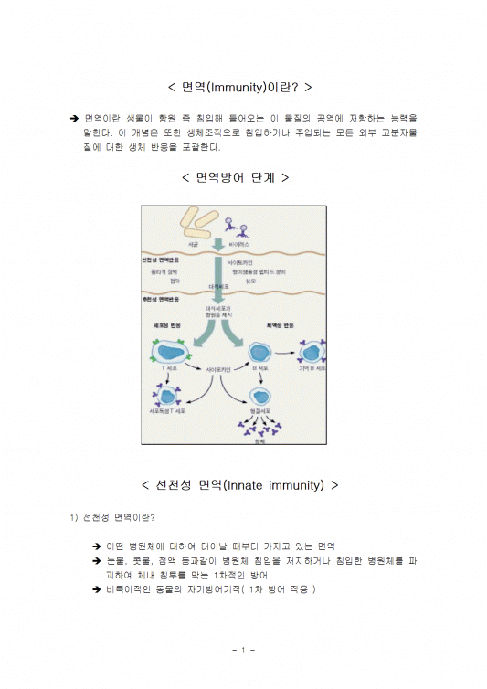 면역의 종류 레포트 자료