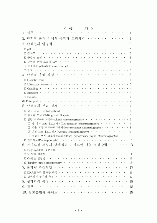 [생화학]단백질분리정제와 특성에 관한 연구방법