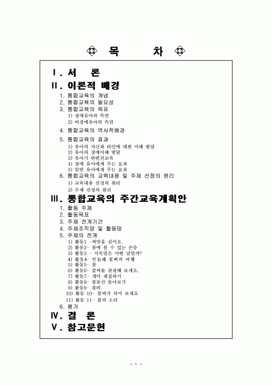 [교과교육론 (완성)] 통합교육과정의 이론적 배경의 기술 및 교육계획안 구체적 작성