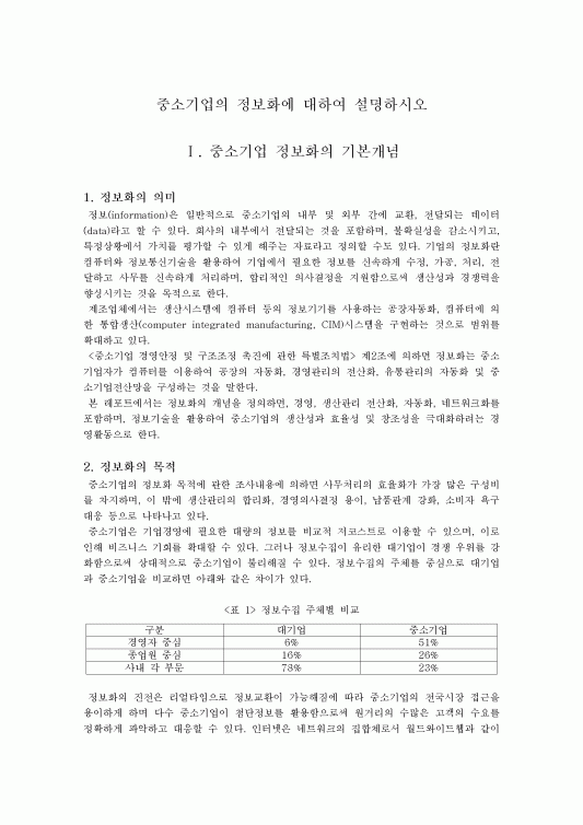 [중소기업경영론]중소기업의 정보화에 대해