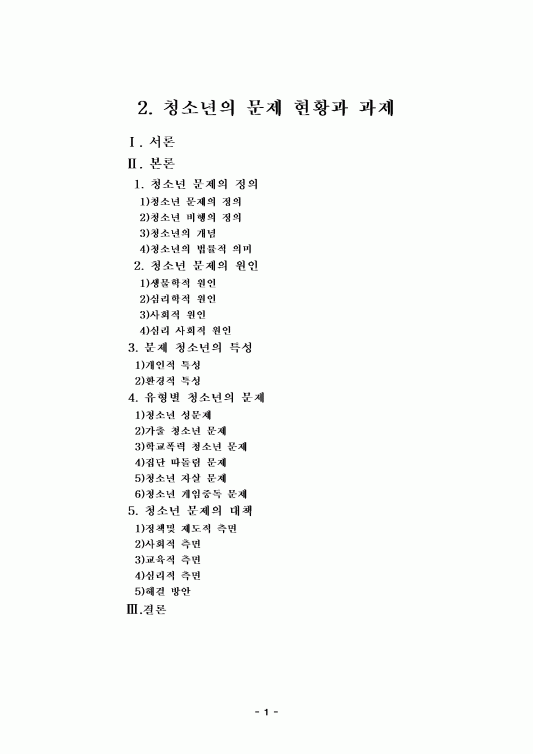 청소년 문제와 현황과 과제
