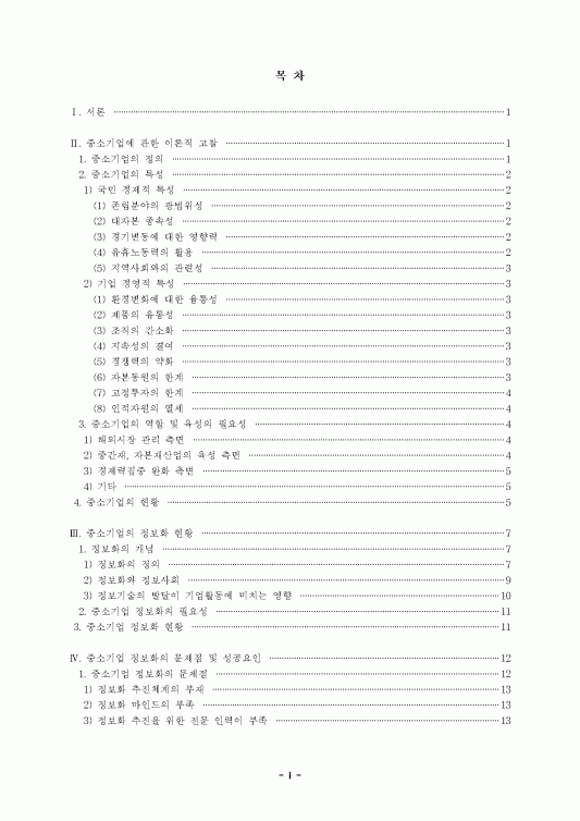 [경영학]한국 중소기업 정보화의 문제점 및 성공요인