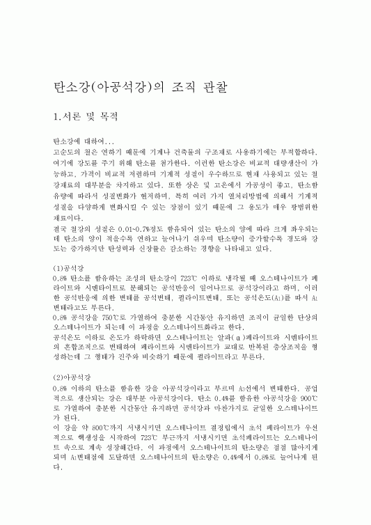 탄소강의 조직관찰