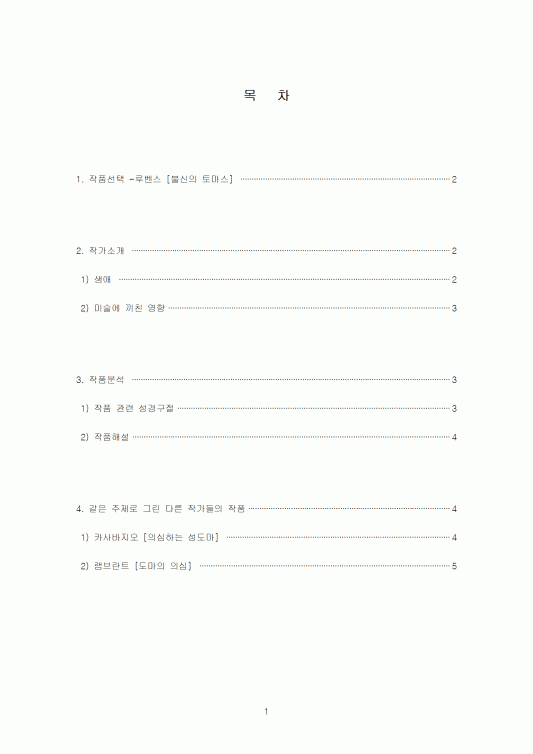 기독교적 의미를 지닌 미술 작품 -루벤스 불신의 토마스