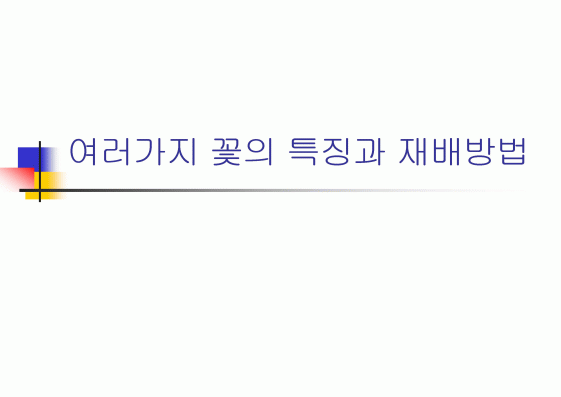 여러가지 꽃의 특징과 재배방법