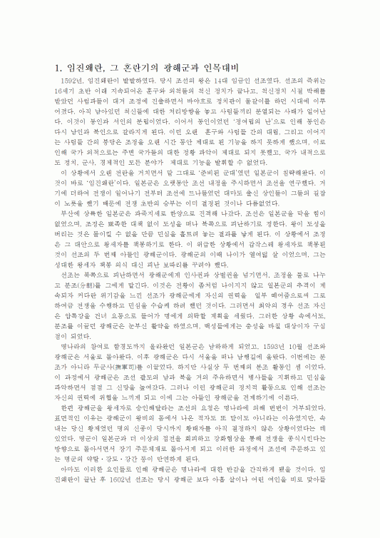 역사 속 인물 재평가- 광해군과 인목대비