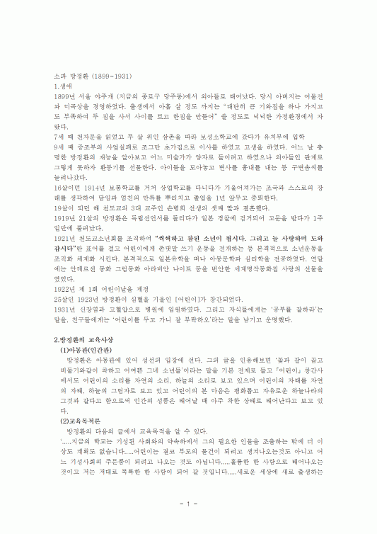 소파 방정환 레포트 자료