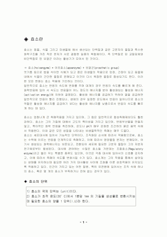 [효소] 효소 레포트 자료