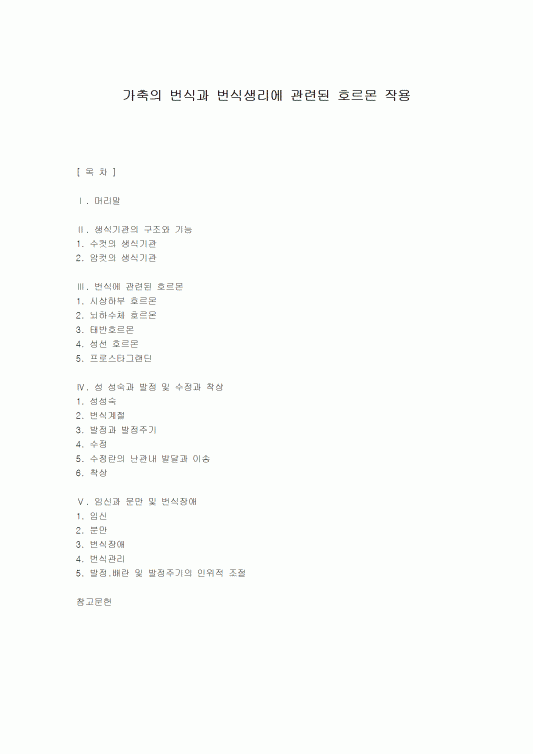 [축산학]가축의 번식과 번식생리에 관련된 호르몬 작용