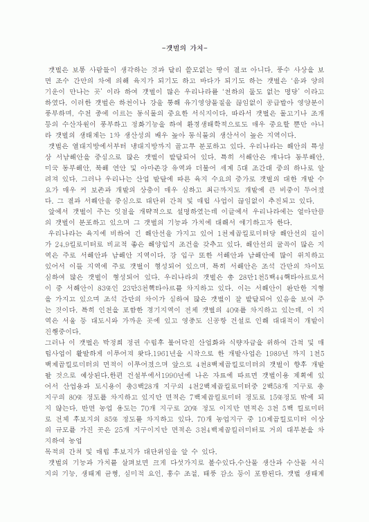 갯벌의 가치 레포트 자료