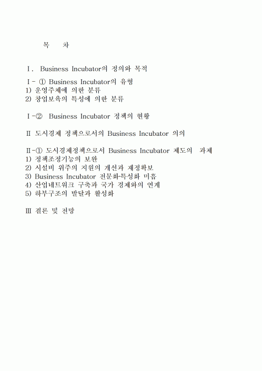 Business Incubator 제도