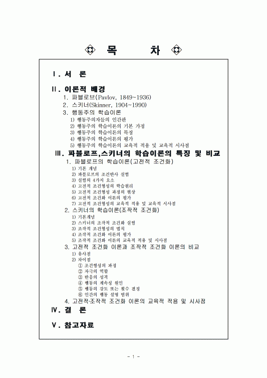[교수학습이론과매체] 파블로프와 스키너의 학습이론 비교 및 교수이론 특징 설명(고전적조건화와 조작적 조건화)