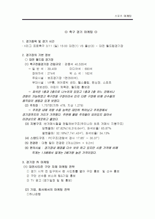 스포츠 마케팅 보고서(축구)