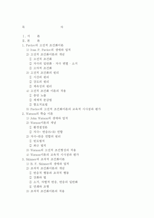(학습이론) 스키너(조작적조건화) & 파블로브(고전적조건화) & 반두라(사회학습이론) & Watson(자극-반응)이론의 비교