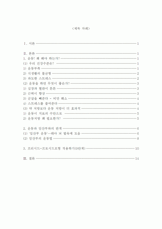임산부의 운동 교육 계획안