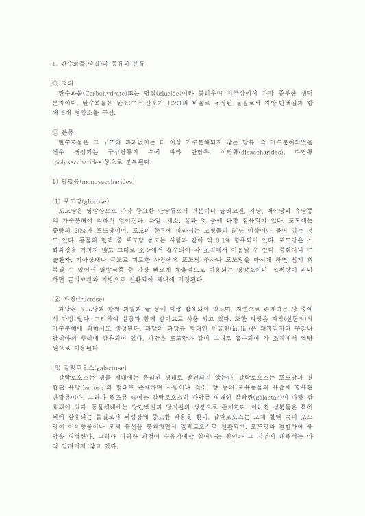 스포츠 영양학 탄수화물(당질)의 소화 및 흡수