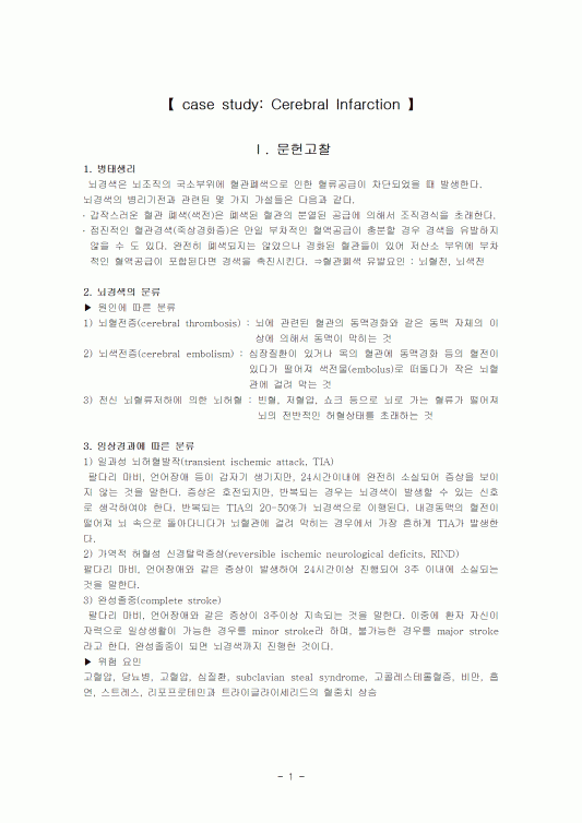 뇌경색 케이스(Cerebral Infarction Case Study)