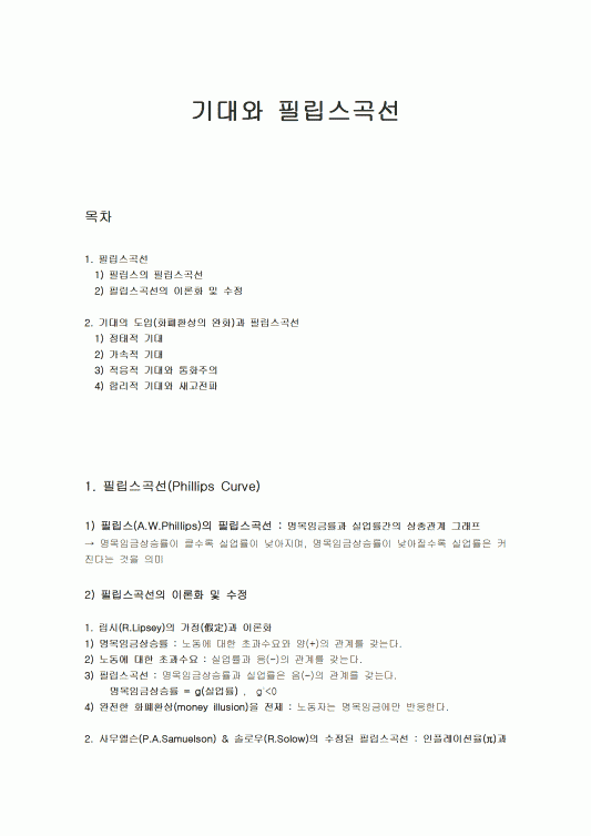기대와 필립스곡선