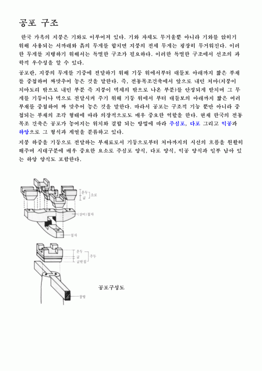 한국건축사 공포구조와 기둥의 치목기법