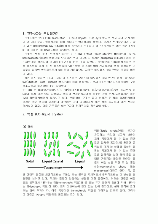 TFT LCD[전계 효과 트랜지스터 문자도형표시장치 액정표시]