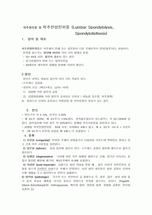 척추 전방전위증 질병보고서