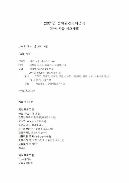 하이서울페스티벌 분석