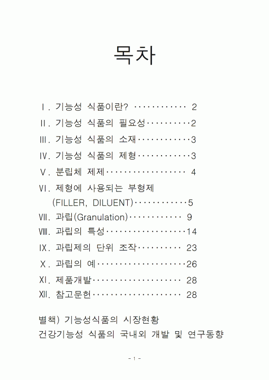 기능성식품 관련(분립체, 부형제, 과립제)