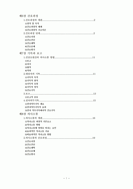 간호이론(간호과정, 기록과보고, 의사소통)