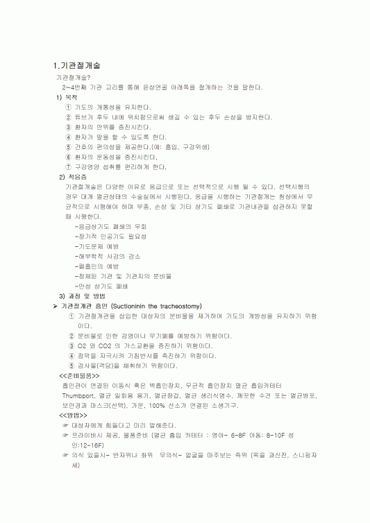 기관절개술, 밀봉배액, 체위배액, 기계환기(Ventilation)