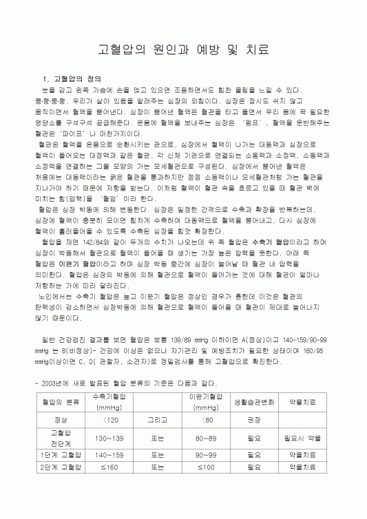 고혈압의 원인과 예방 및 치료
