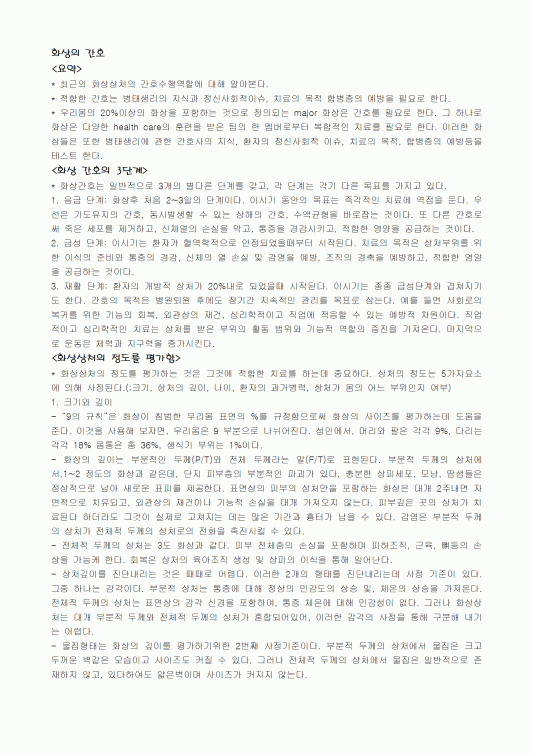 화상의 간호 레포트 자료