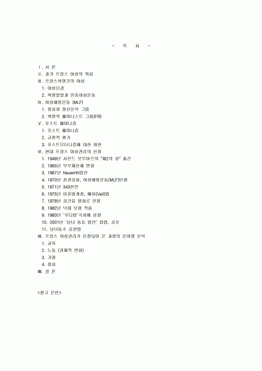[오늘날의 프랑스] 프랑스 여성권리 신장 과정의 분석(교육, 노동, 가정, 정치)