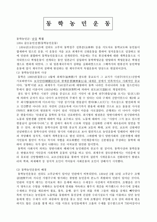 [인문과학] 동학농민운동