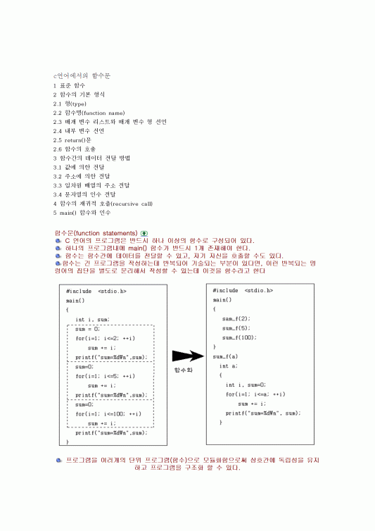 c언어에서의 함수문