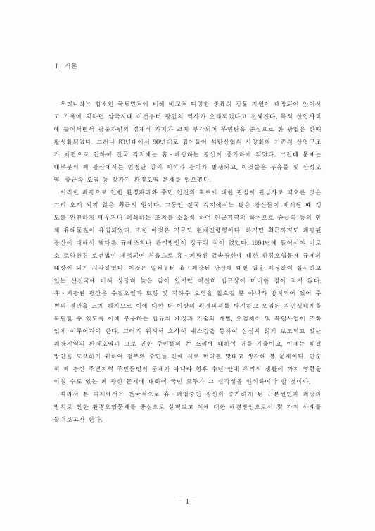 휴폐광산의 환경적 영향