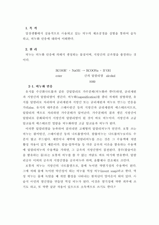 비누의 합성 레포트 자료