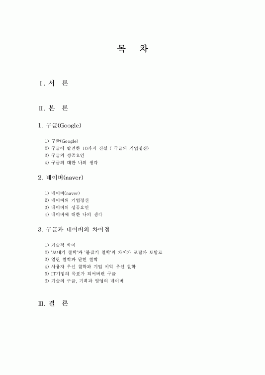 [구글VS네이버]구글과 네이버 경영비교분석 -구글VS네이버-