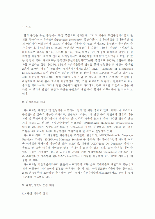 와이브로 레포트 자료