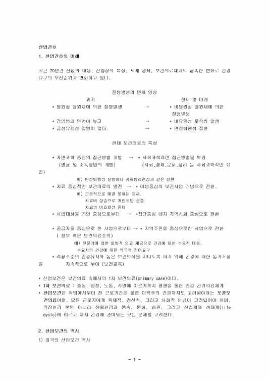 [간호학과] 10대 직업병과 산업보건의 발전방향