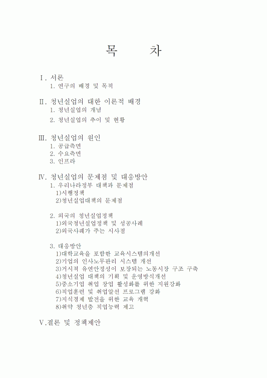 청년실업및 해결 방안
