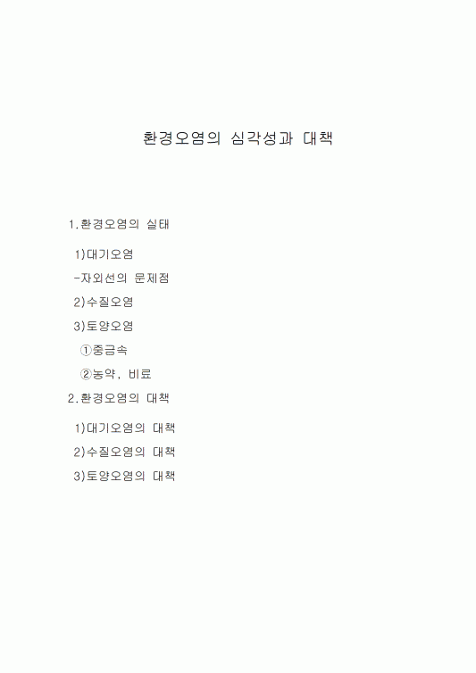 환경오염의 심각성과 대책