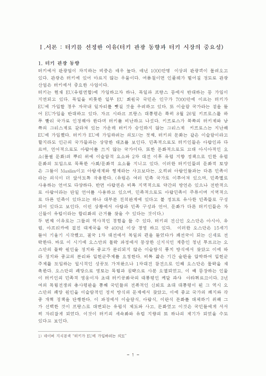 터키 관광 분석