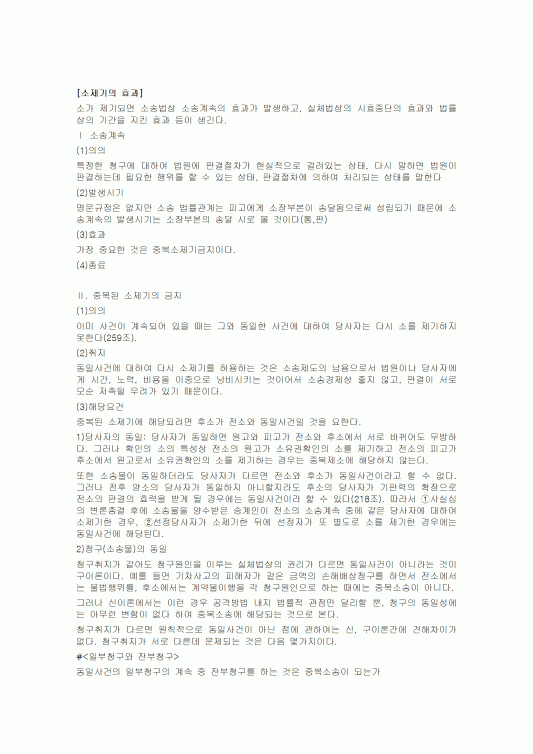 소제기의 효과(중복된 소제기 금지, 채권자대위소송의 성질과 기판력, 채권자대위소송과 중복된 소제기)
