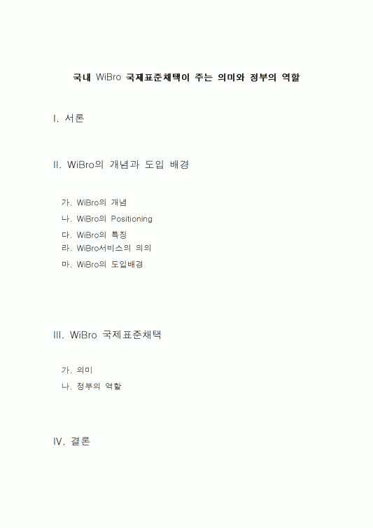 국내 WiBro 국제표준채택이 주는 의미와 정부의 역할