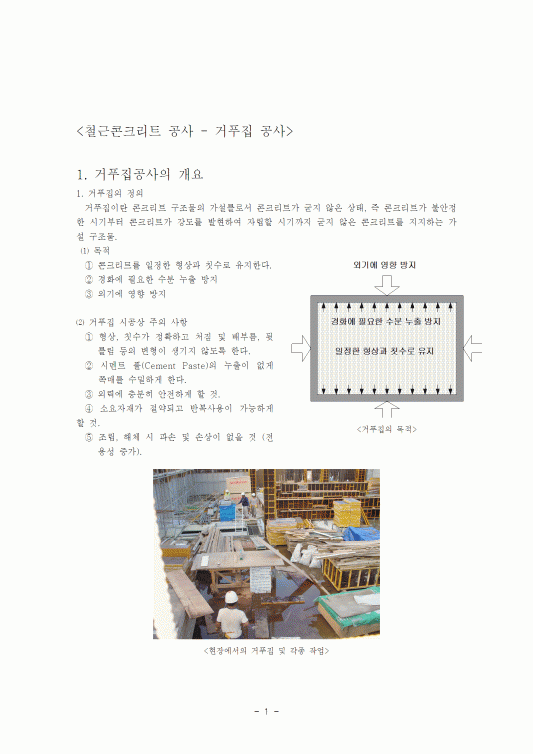 건축시공) 거푸집 공사