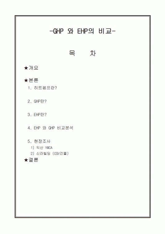 GHP방식과 EHP방식의 비교