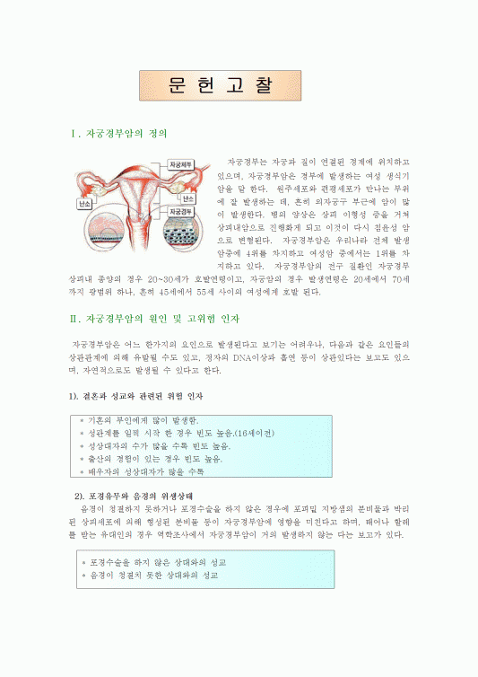 경부암에 대한 모성발표