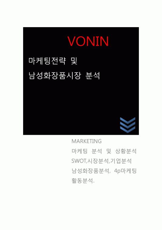 보닌화장품 분석 및 남성화장품시장 통합 마케팅전략 수립